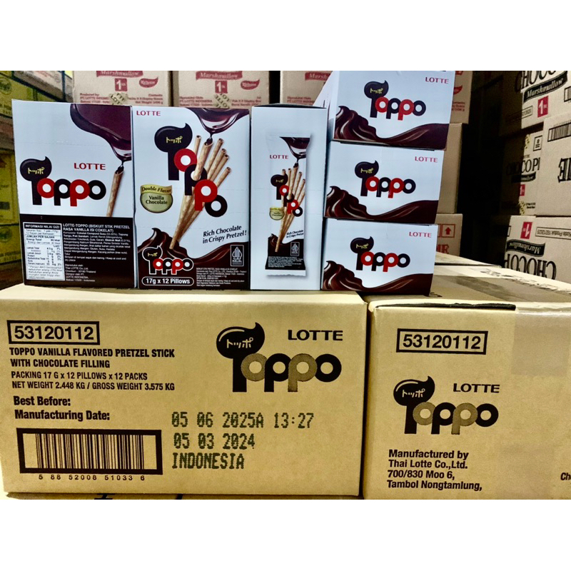 Toppo Vanilla Stick Biscuit Filled With Chocolate Packaging 1 Box ...