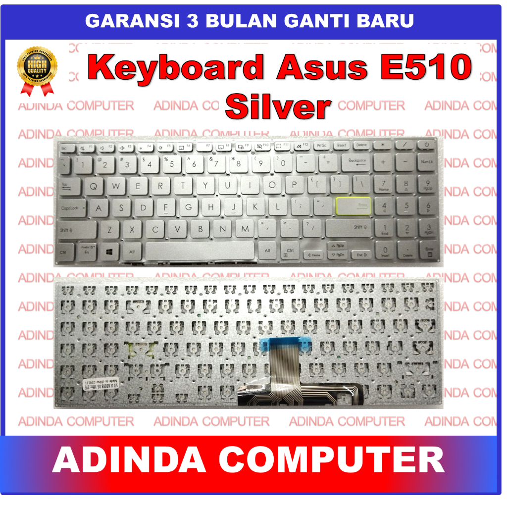 Asus Vivobook E510 E510M E510MA L510 L510M L510MA L520M Silver Keyboard ...