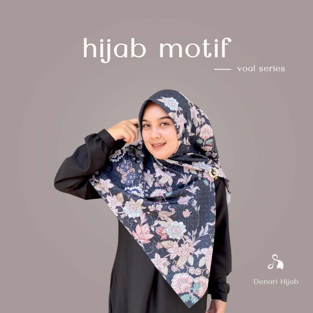 HITAM Rectangular Veil | Hijab With Sublime Floral Motifs, Black Brown ...