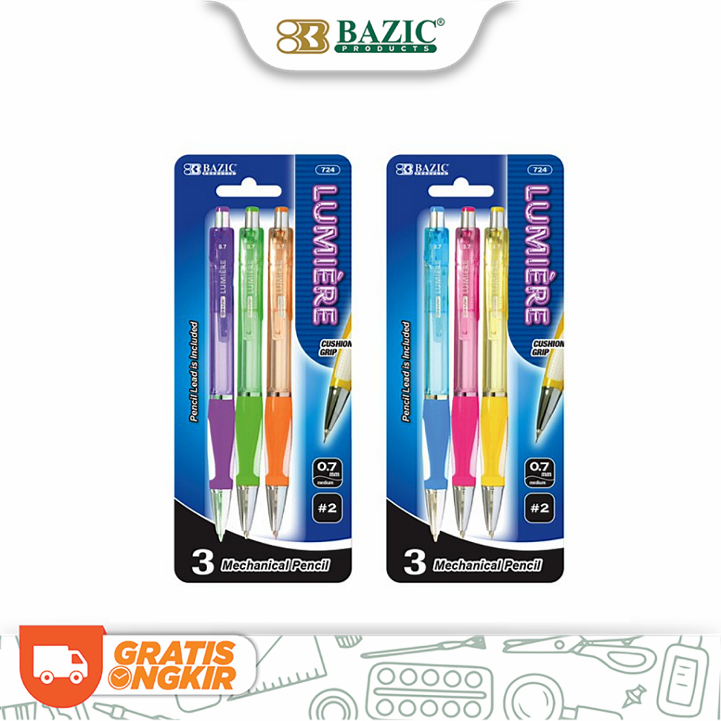 Bazic Lumiere 0.7 mm Mechanical Pencil w/ Grip - Mechanical Pencil Pack ...