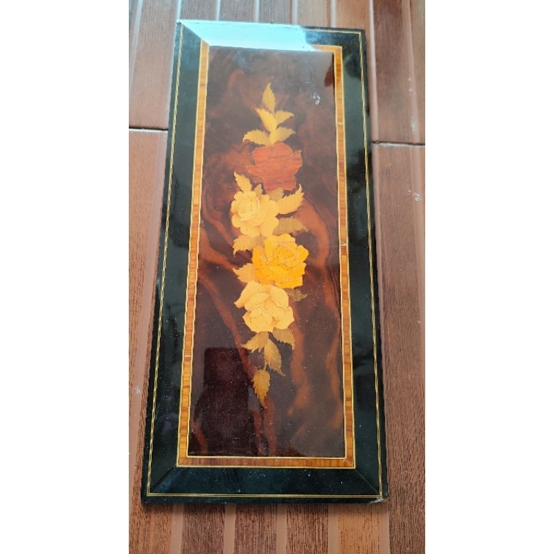 Antique wall display Marquetry flower Art Italian wood inlay Vintage ...