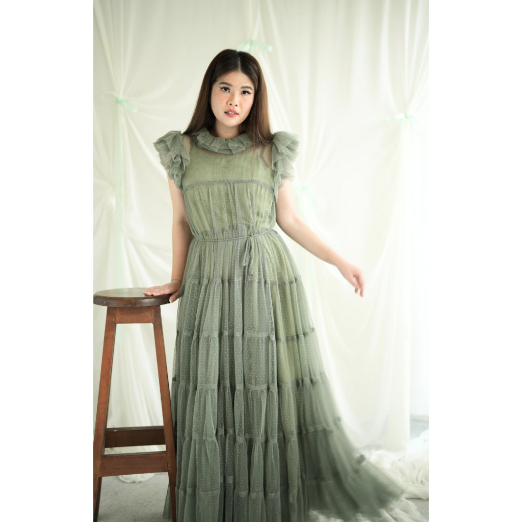 Ayaco Weding Tulle Dress (Rosewood/Pistachio) | Shopee Philippines