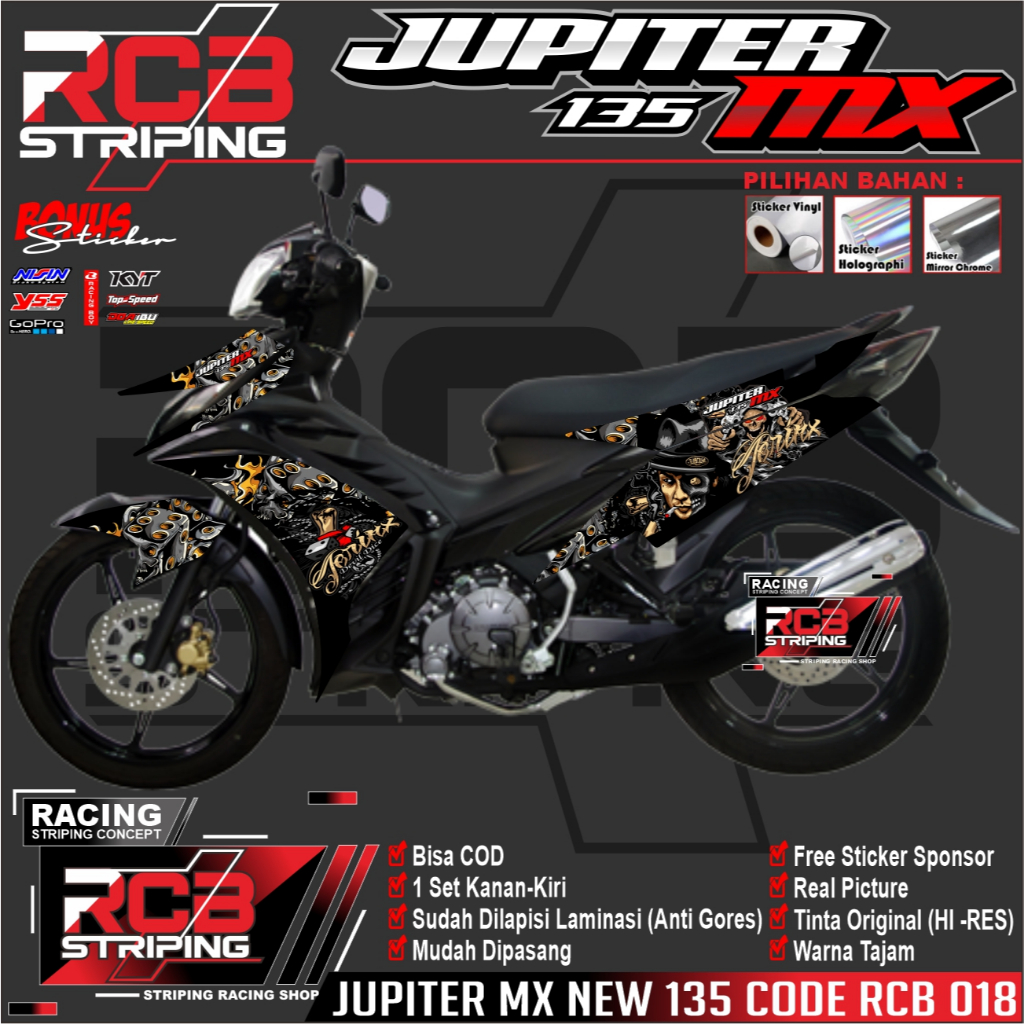 Sticker STRIPING Motorcycle YAMAHA JUPITER MX 135 NEW Standard FULL SET ...