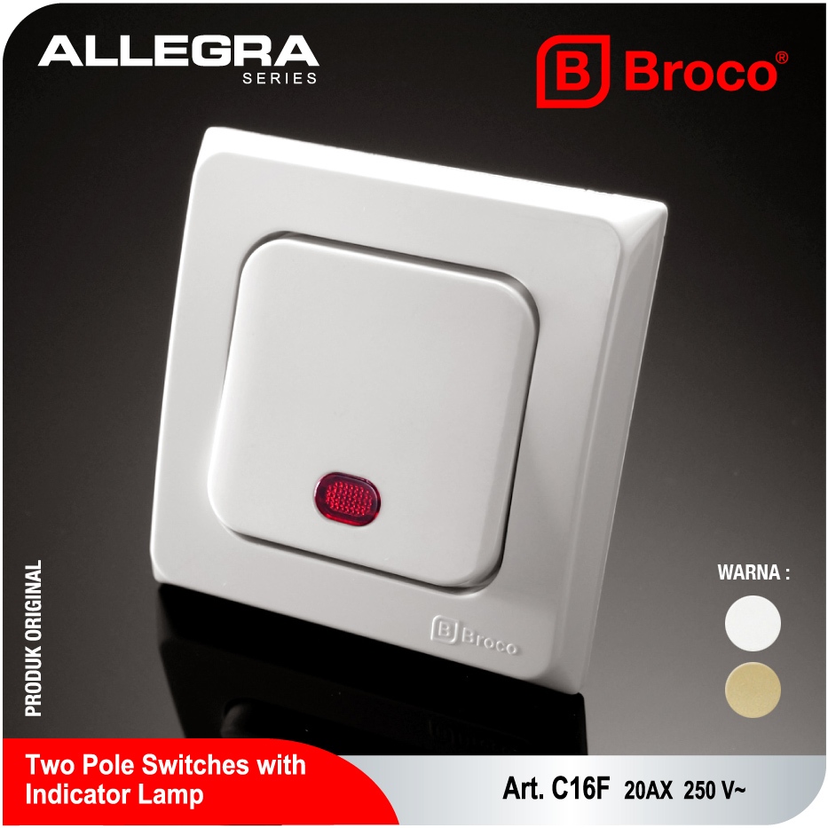 Broco Electrical Allegra C16F Two Pole Switch with Light Indicator ...