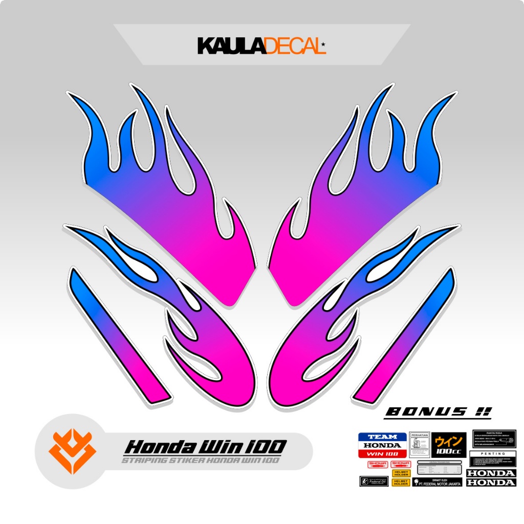 HONDA WIN STRIPING 120 MOTIF/ WIN 100 STICKER/ VIRAL WIN 100 VARIATION ...