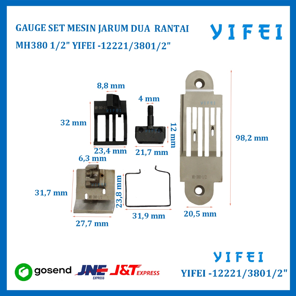 MESIN GAUGE SET TWO CHAIN NEEDLE MACHINE MH380 1/2" YIFEI-12221/380(1/2 ...