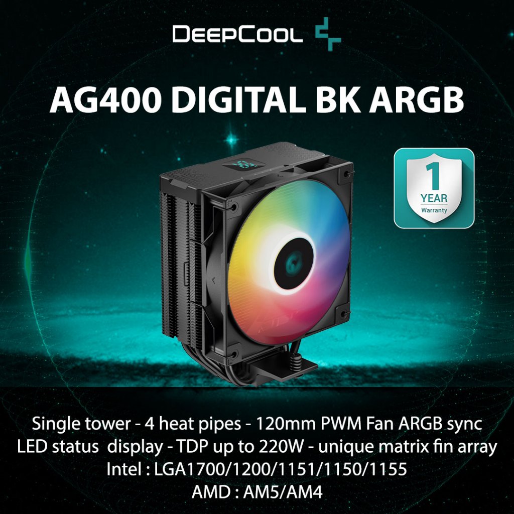 Deepcool AG400 Digital BK ARGB CPU Air Cooler | Shopee Philippines