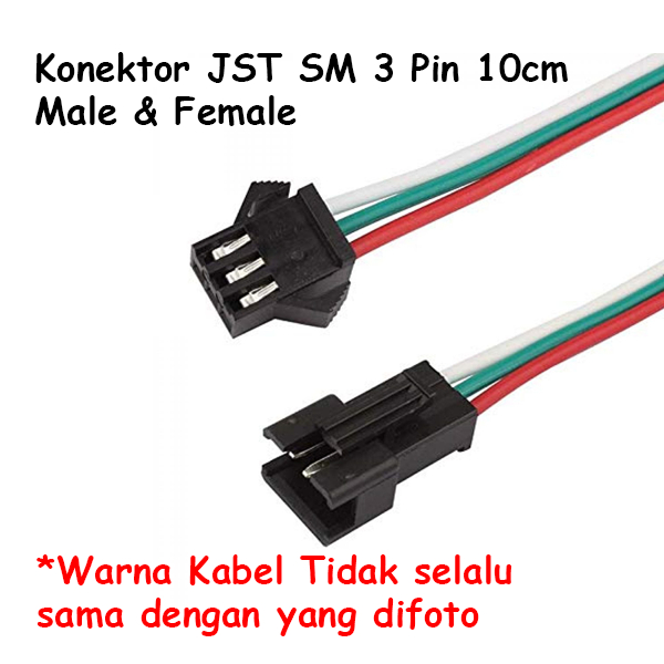 Jst cable Connector SM Connector 3 Pin Male Female 3Pin | Shopee ...