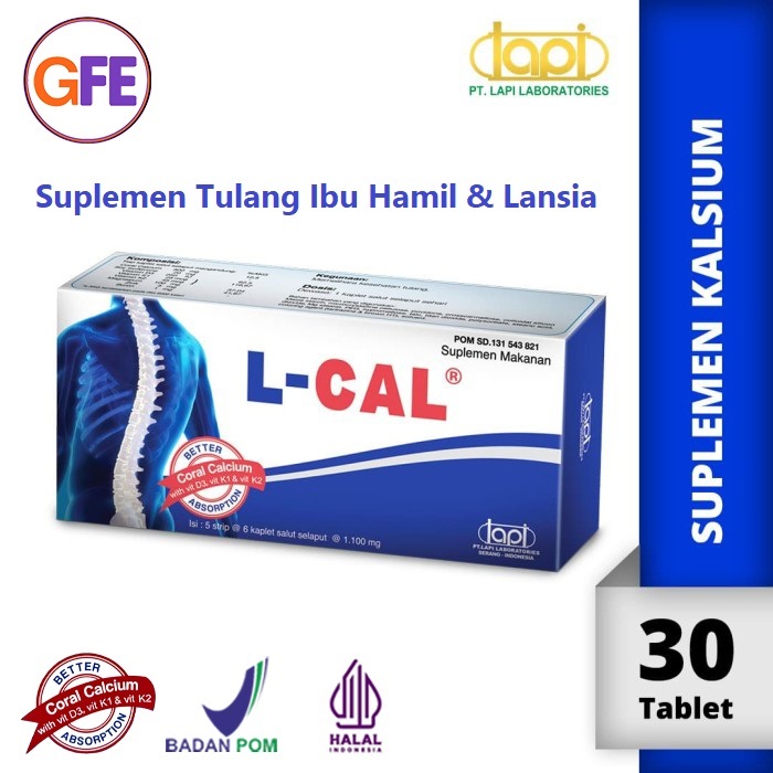 L-cal Calcium Supplement Vitamin Teeth Bones Adults Elderly Pregnant ...
