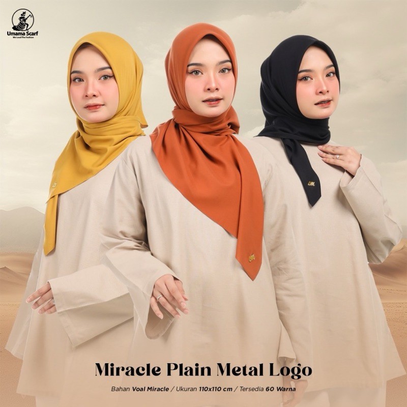 NAGIH PLAIN HIJAB UMAMA UNIFORM QUARTER VOAL MIRACLE PLAIN STITCH METAL ...
