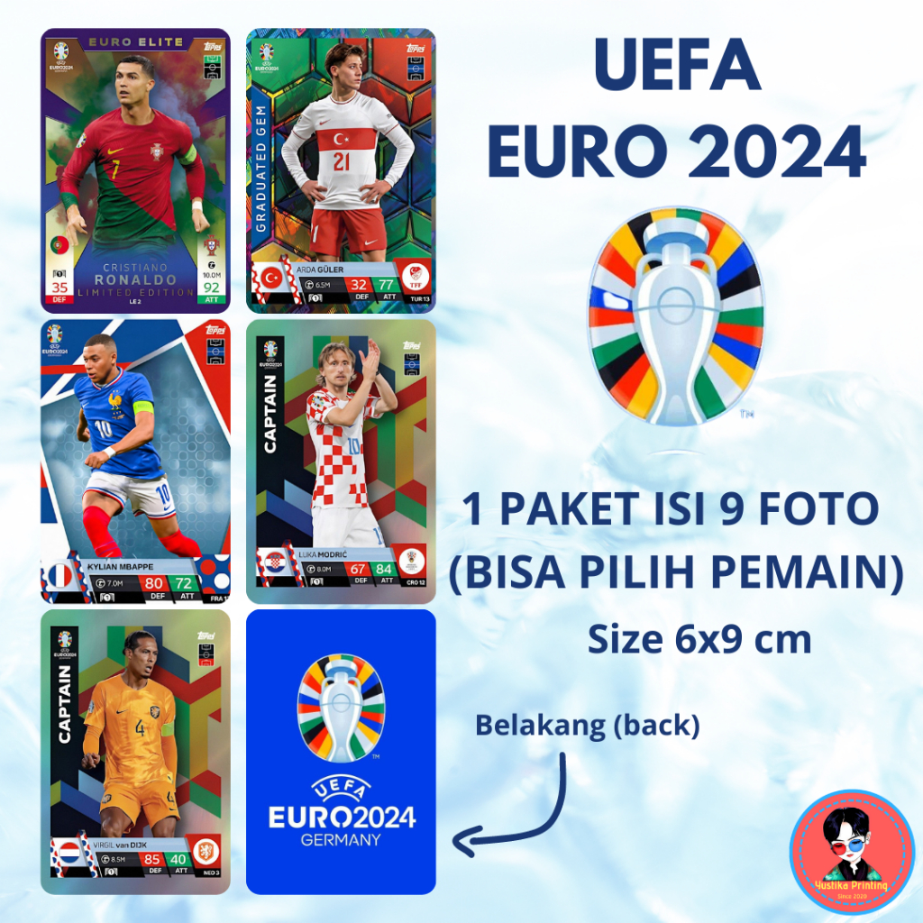 (ISI 9pcs) 2024 European Cup Player Ball Card - EUFA EURO - Cristiano ...