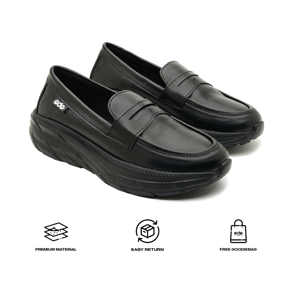 Edefootwear LUTHOR - Men's Classic Black Leather Sole Running Loafers ...