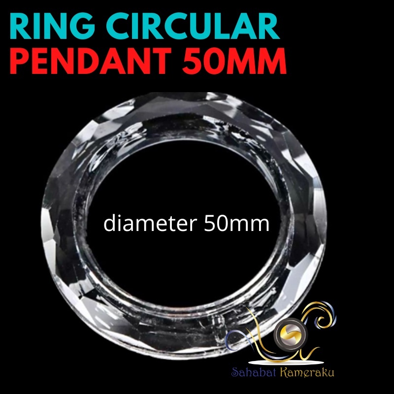 Round Crystal Prism Glass Ring Circular Pendant 50mm Prism Chandelier Crystal Glass Ring of Fire ...