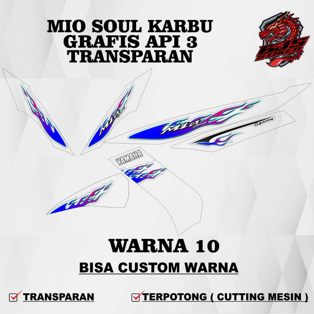 Yamaha Mio Soul Karbu Api 3 sticker - Transparent Decal sticker ...
