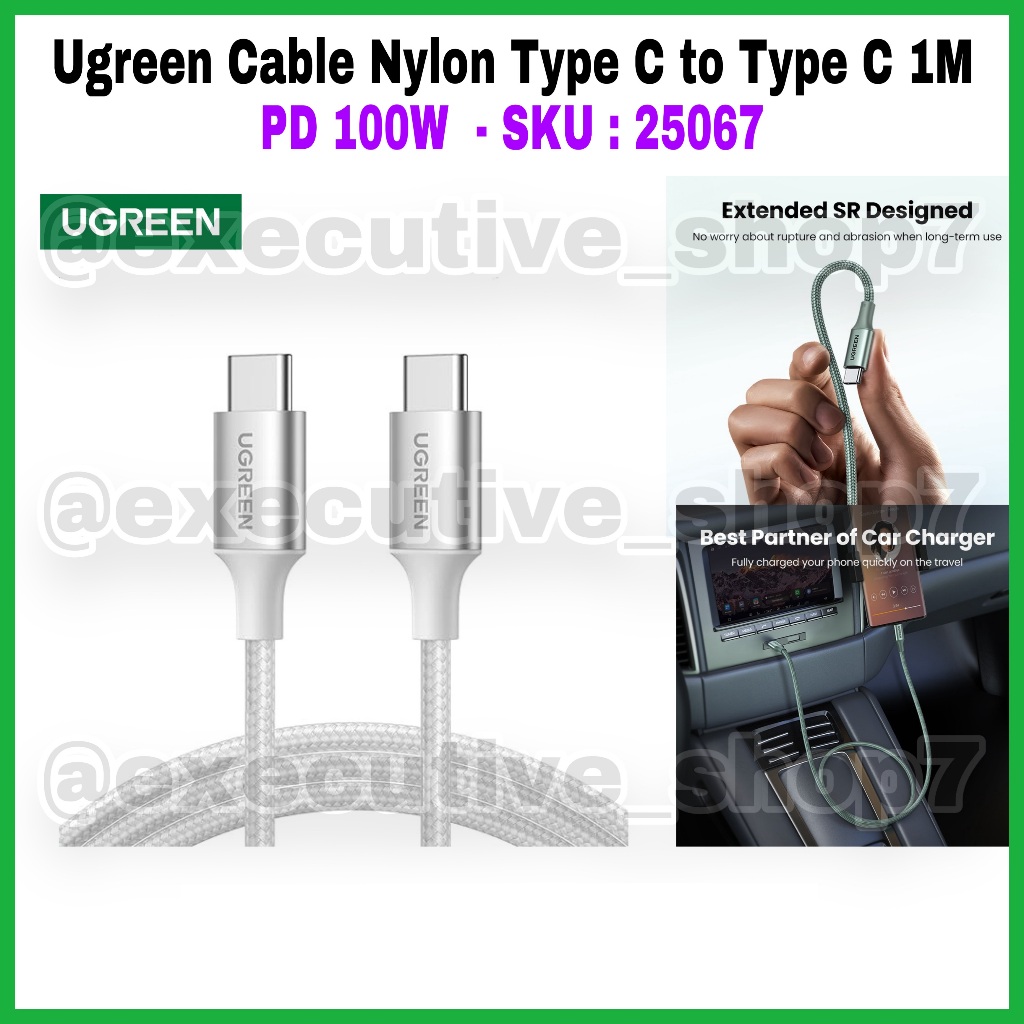 Ugreen Cable Nylon Type C to Type C 1M - PD 100W - SKU 25067 - 1 Year ...