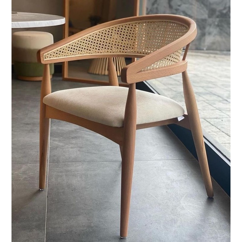 Ropan bean cafe chairs + rattan teak upholstery cushions | Shopee ...