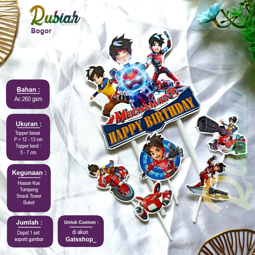 Mechamato Character cake Topper/Children's Birthday cake Decoration ...