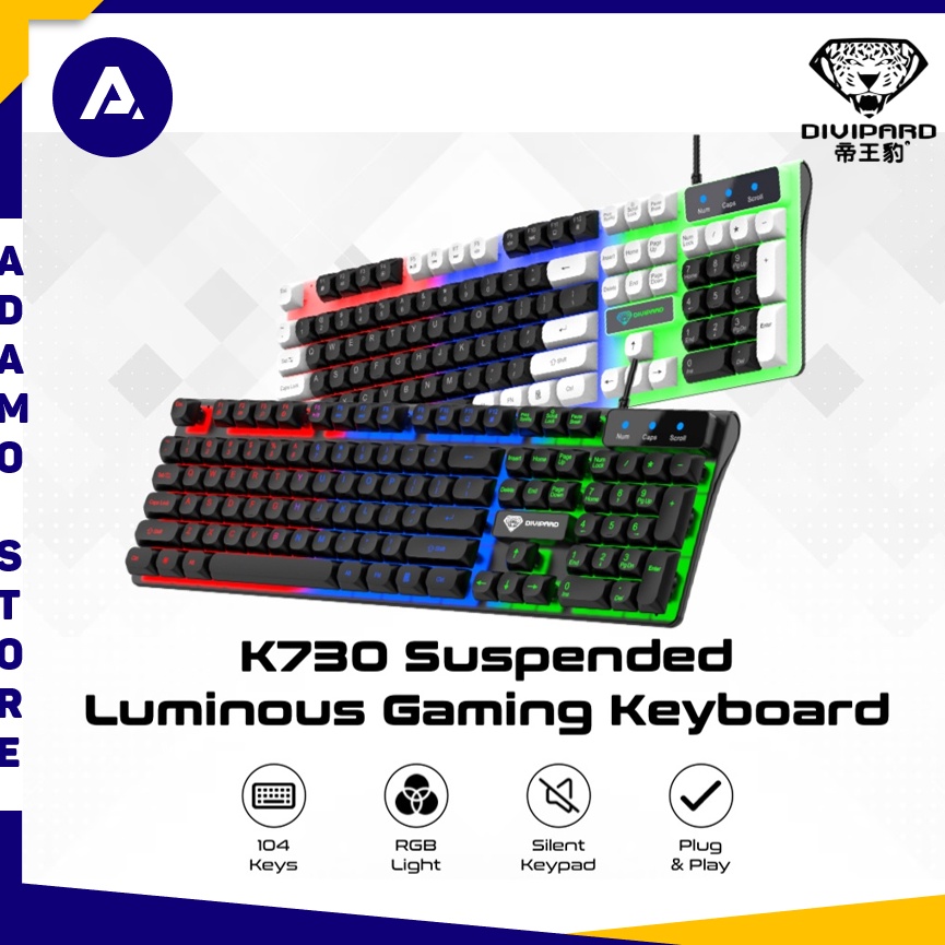 Code A76F Semi Mechanical Divipard K73 LED RGB Wired USB Gaming ...