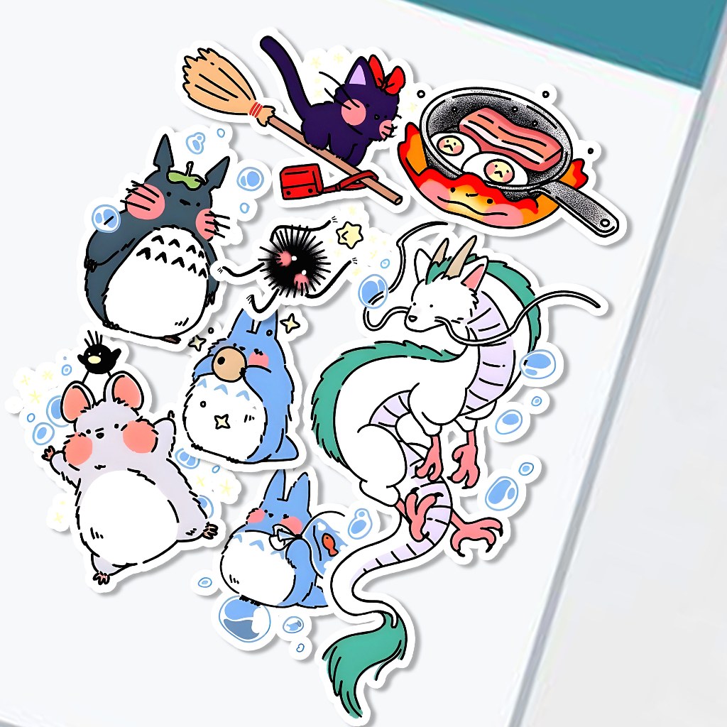 Sticker All Ghibli Character Waterproof Stickers (8pcs) | Shopee ...