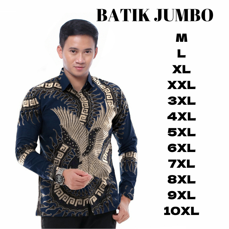 KEMEJA Jumbo Batik Men's Jumbo Batik Garuda Motif Jumbo Long Sleeve ...