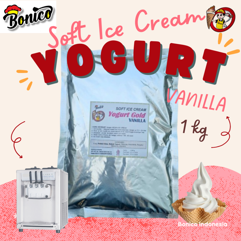 Bonico YOGURT Soft Ice Cream Powder Vanilla Gold 1 kg Vanilla Ice Cream ...