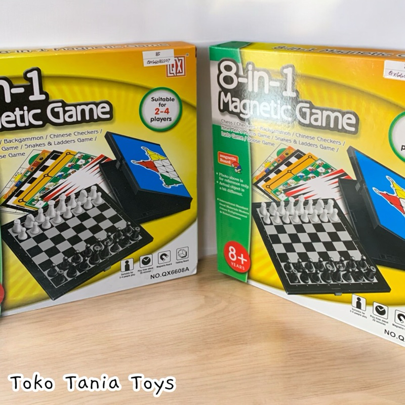 Magnetic Board Game 8 in 1 Ludo Snakes and Ladders Halma Chess Chess ...