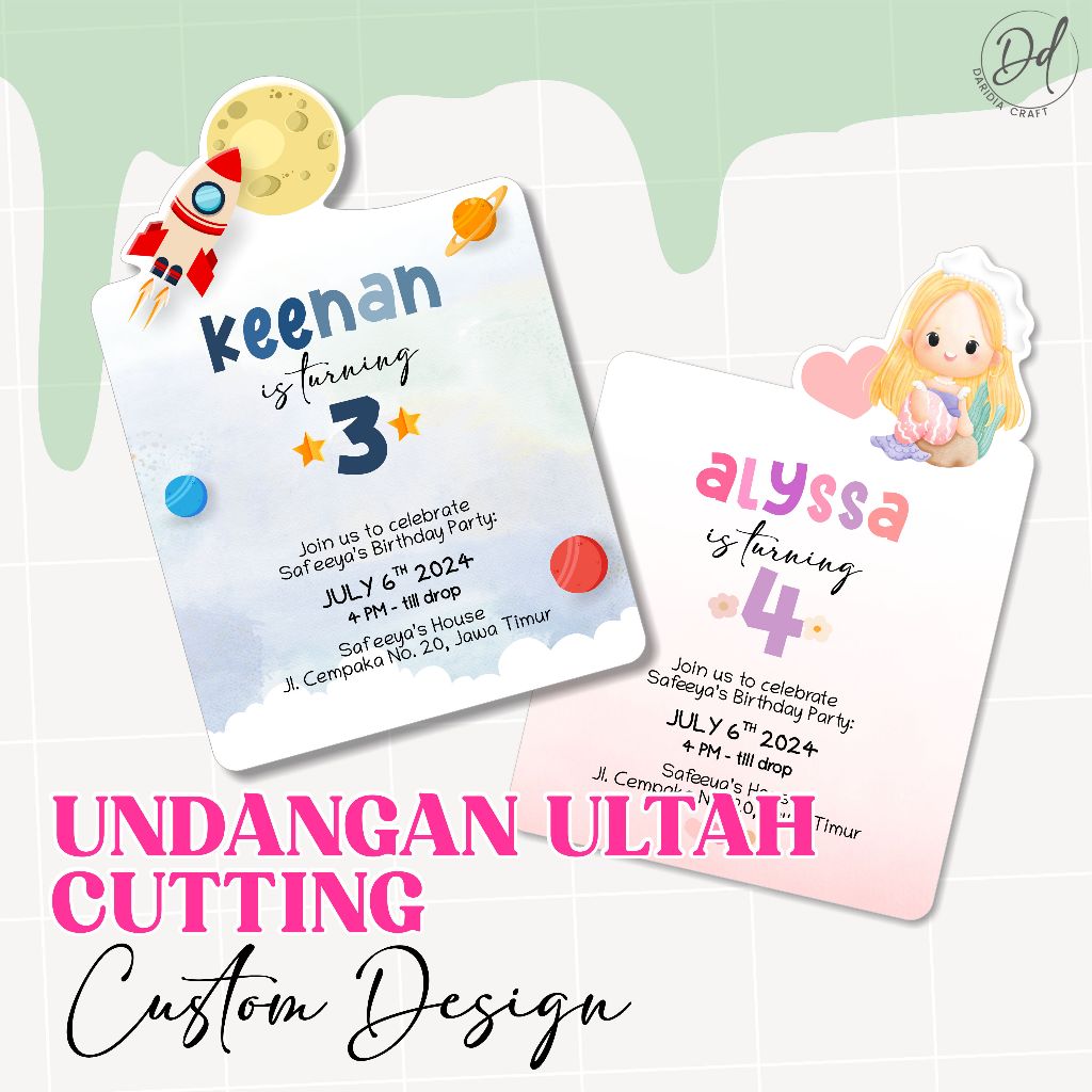 Custom Birthday/AQIQAH Invitation (FREE Design) | Shopee Philippines