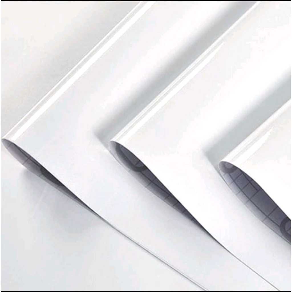PUTIH Wallpaper Wall Sticker Kitchen Wallpaper Wall White Plain Glossy ...