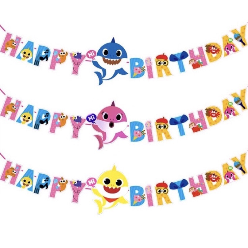 Large Jumbo Blue Pink Baby Shark Banner with characters | Shopee ...