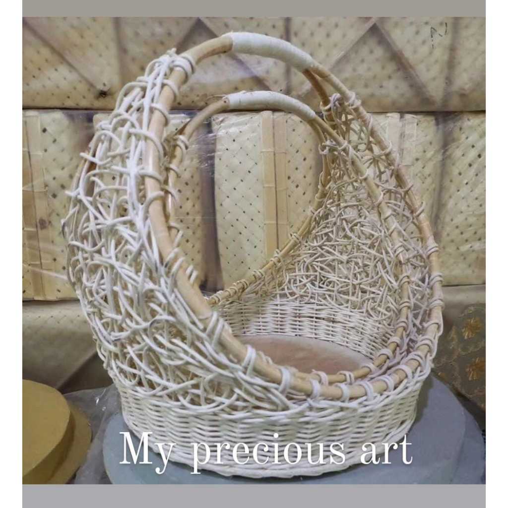 Saving SALE GET 2 PCS!!!Woven Rattan Parcel Basket with Round Ring ...