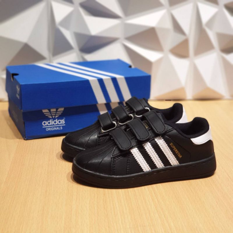 PUTIH HITAM Adidas superstar kids Shoes Black White Adhesive model ...