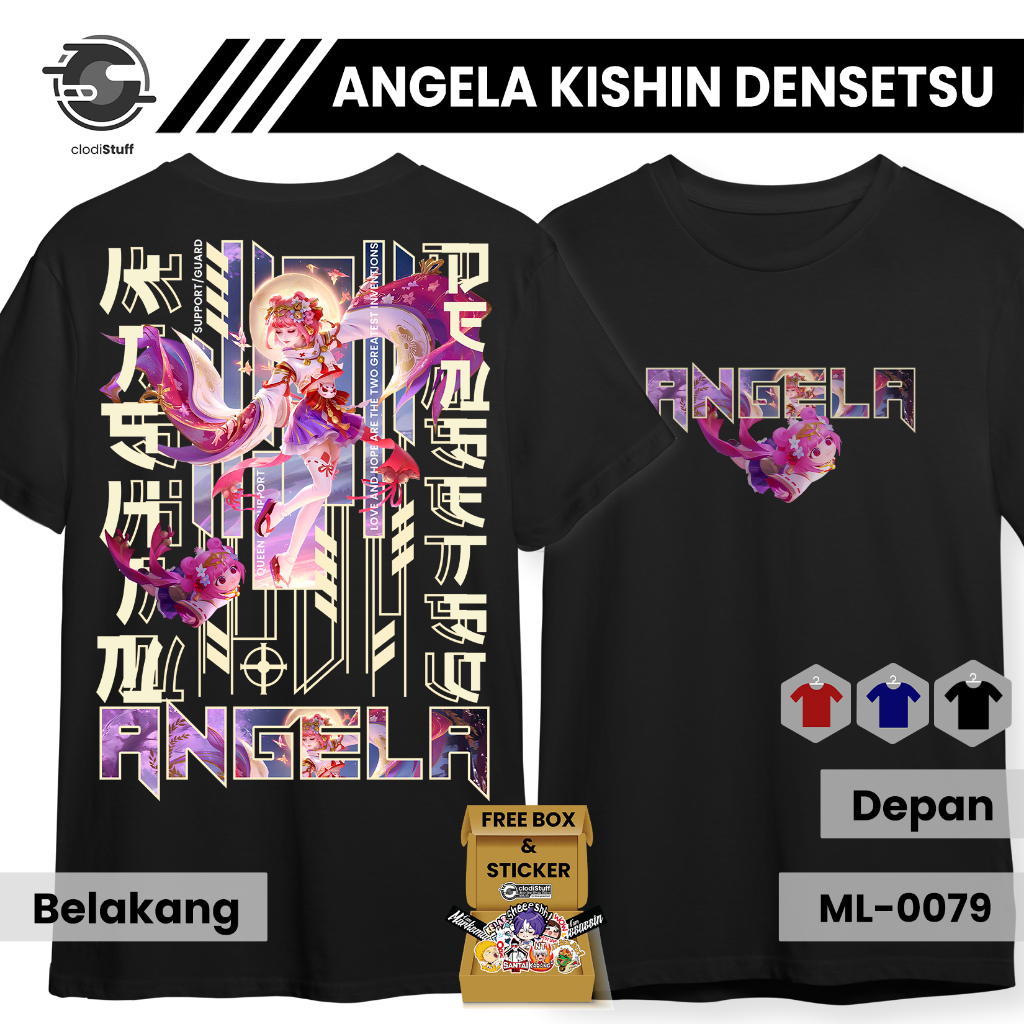 MLBB ANGELA KISHIN DENSETSU Mobile Legends Short Sleeve Black Cotton ...