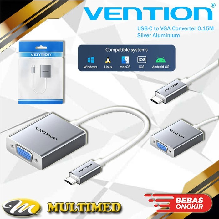 Vention USB Type-C to VGA Converter 0.15M Silver Aluminum | Shopee ...