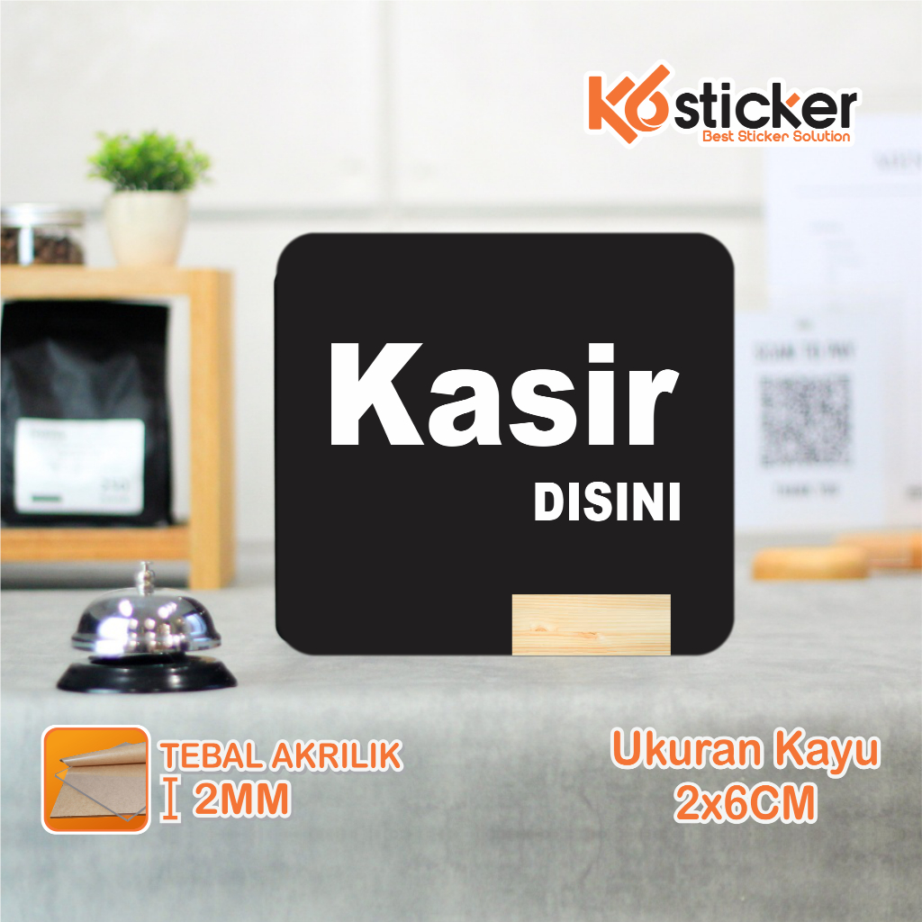 KAYU Acrylic Table Sign Cashier | Wooden Stand Acrylic Cashier Sign ...