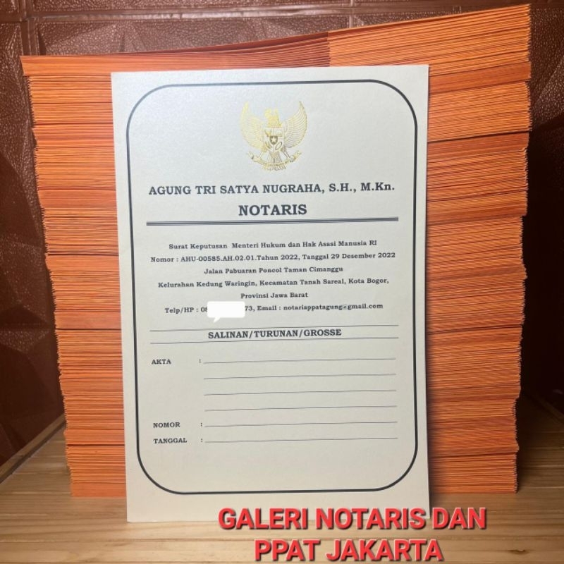 Notary Deed Cover and PPAT Cover for Notarial Deed Copy and High Grade ...