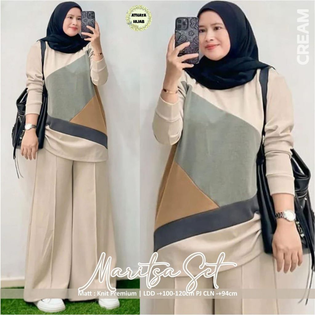 Maritsa SET BY Agnhia/Women's Suit Tops MIX Pants KNIT Material ...