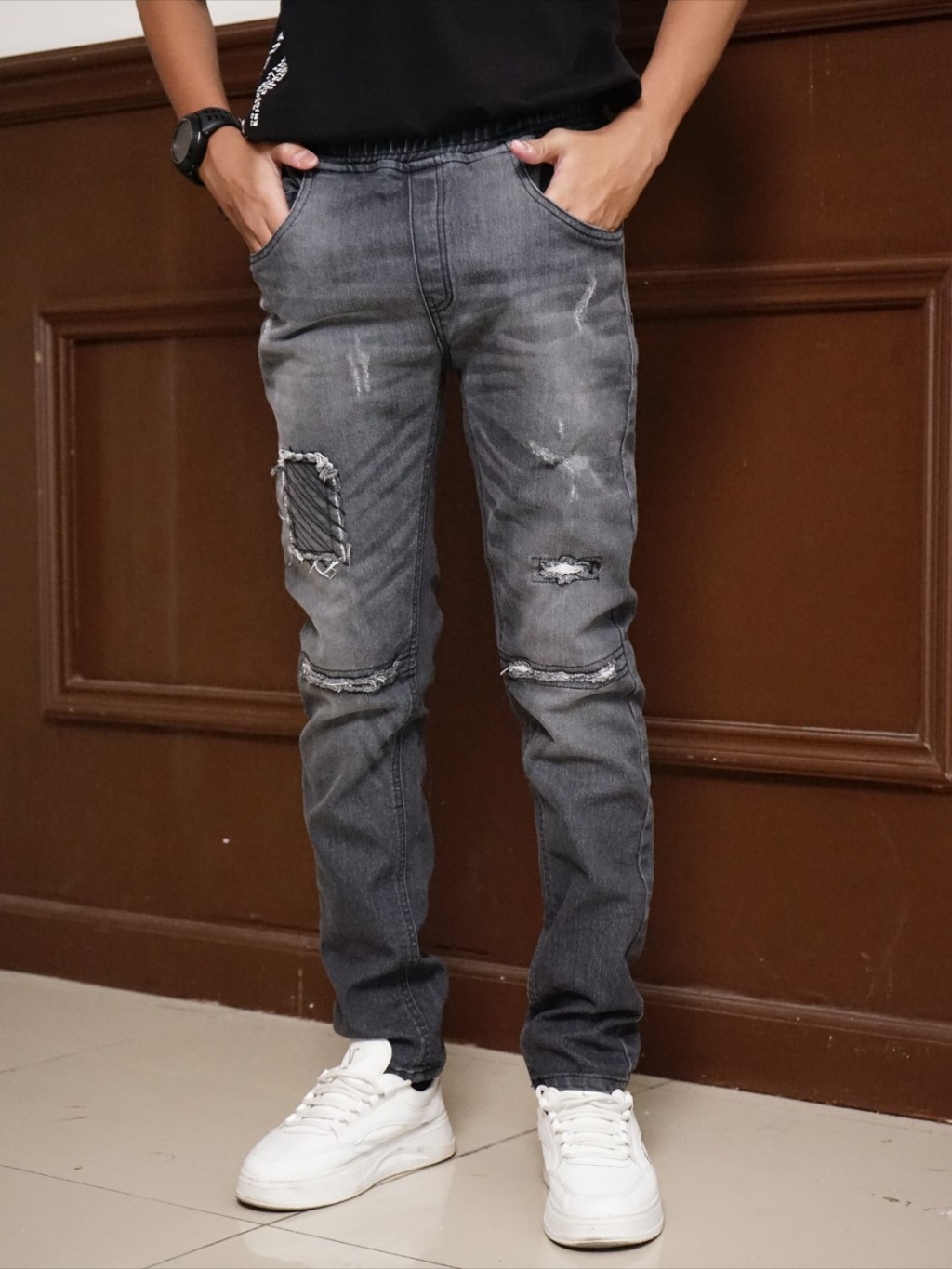 Ghieva SNOW GRAY RIPPED JEANS 9-13 YEARS | Shopee Philippines