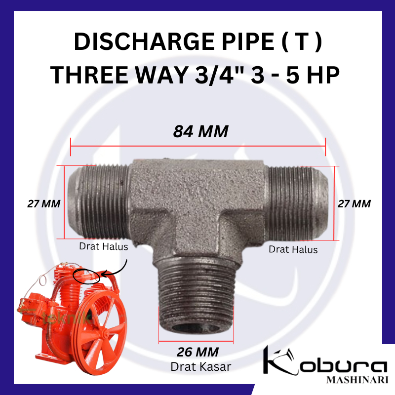 Discharge Pipe T Three Way 3/4" Inch Air Compressor 3-5 HP | Shopee Philippines