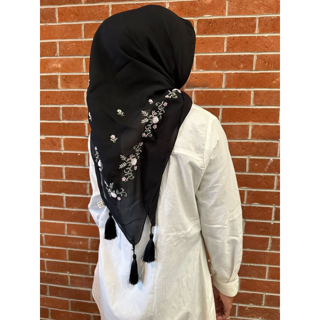 Hijab Square Embroidery Embroidery tassel Flower Embroidery Latest list ...