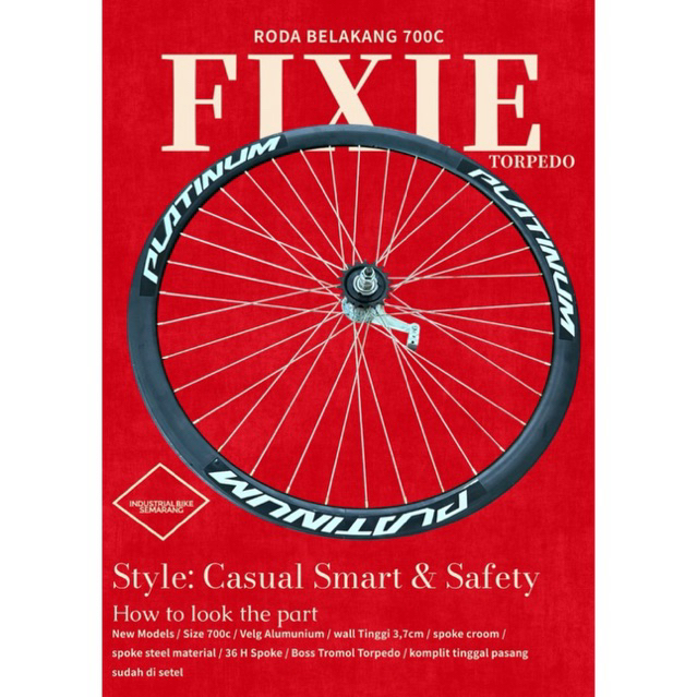 Ready TO USE (( 700c / Platinum / Torpedo )) Wheelset Fixie Wheel 700c ...