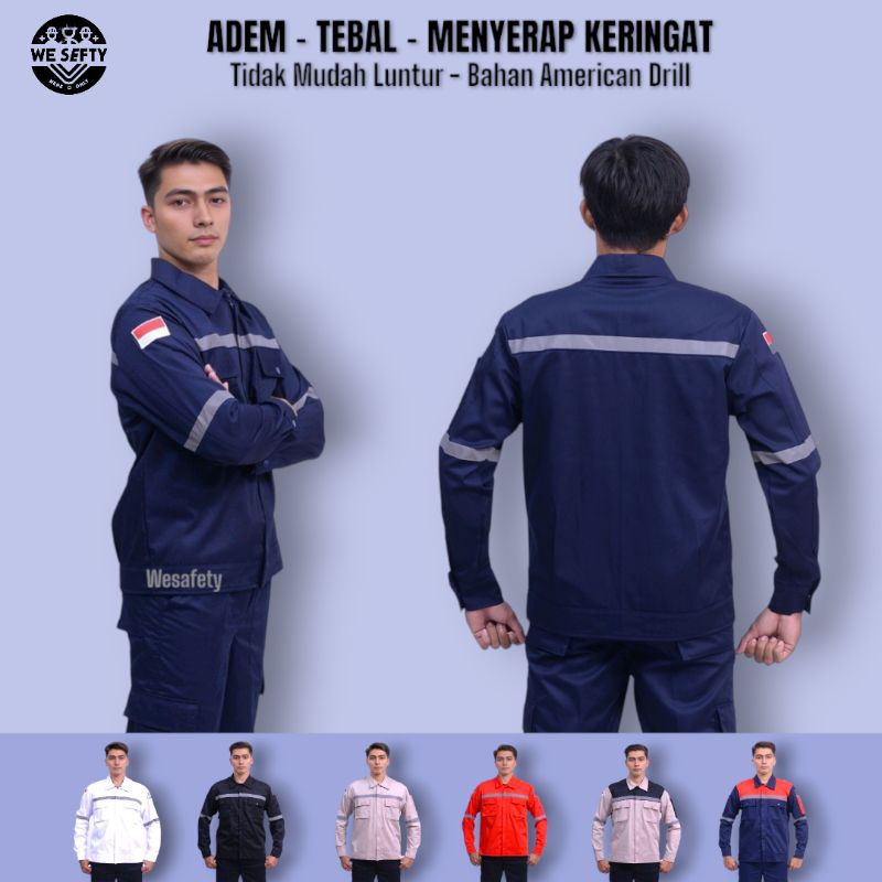 NAVY BLUE - Workwear & Uniform Long-sleeved work Uniform top Safety ...