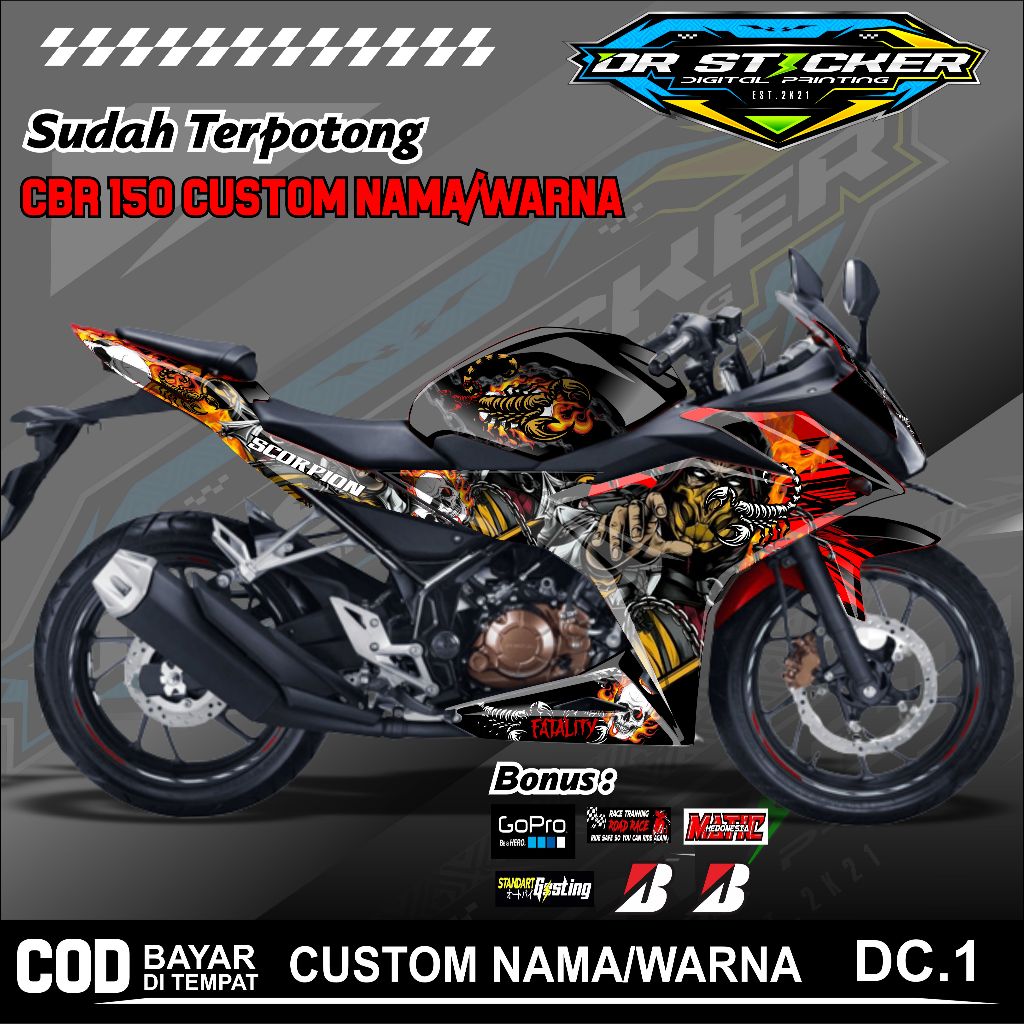 CBR 150 Facelift Decal - Custom CBR 150 FullBody Decal with Scorpion ...
