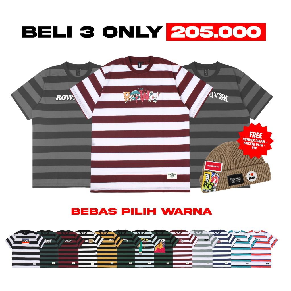 Rown Division Official Stripe Tees - Rowndvsn Baleno White Maroon ...