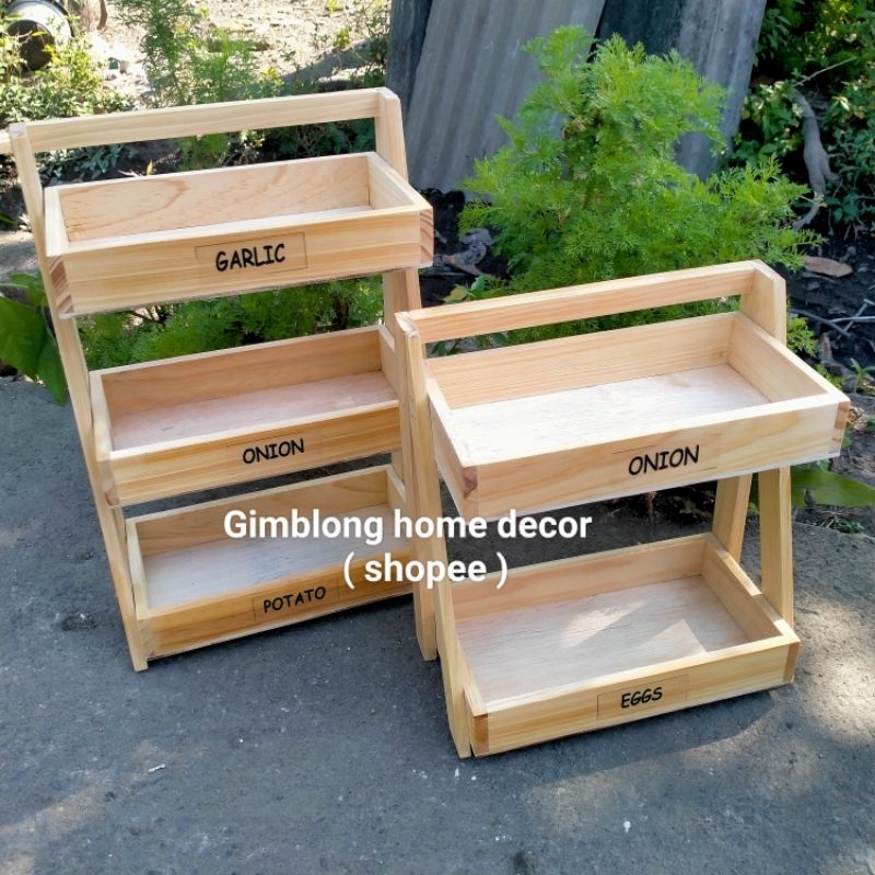 Wooden onion rack with tight base | Kitchen shelves | Stackable Spice ...