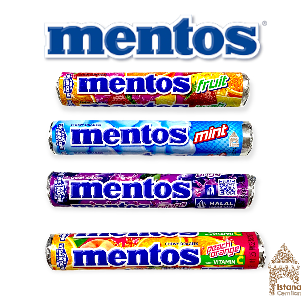 Mentos Chewy Dragees Mint / Fruit / Peach Orange / Grape Candy Roll 29 ...