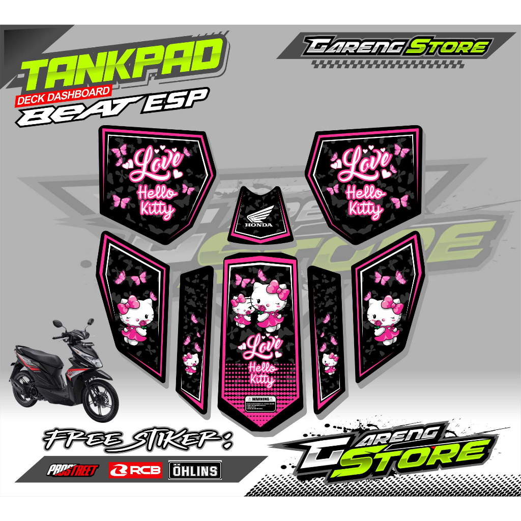 Honda BEAT ESP TANKPAD VARIATION STRIPING HELLO KITTY DESIGN / BEAT ESP ...