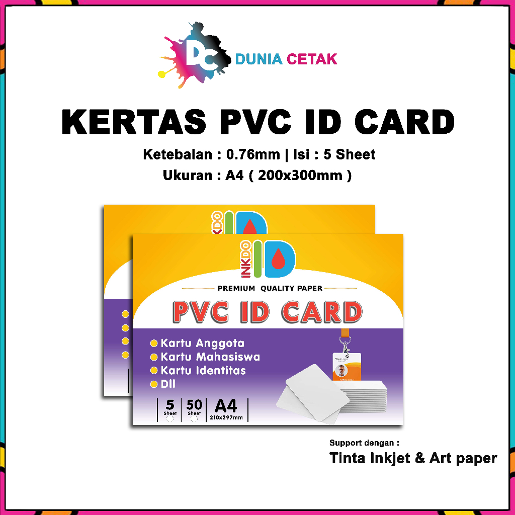 Pvc Paper Instant ID Card Material A4 Contents 5 Sheets | Shopee ...