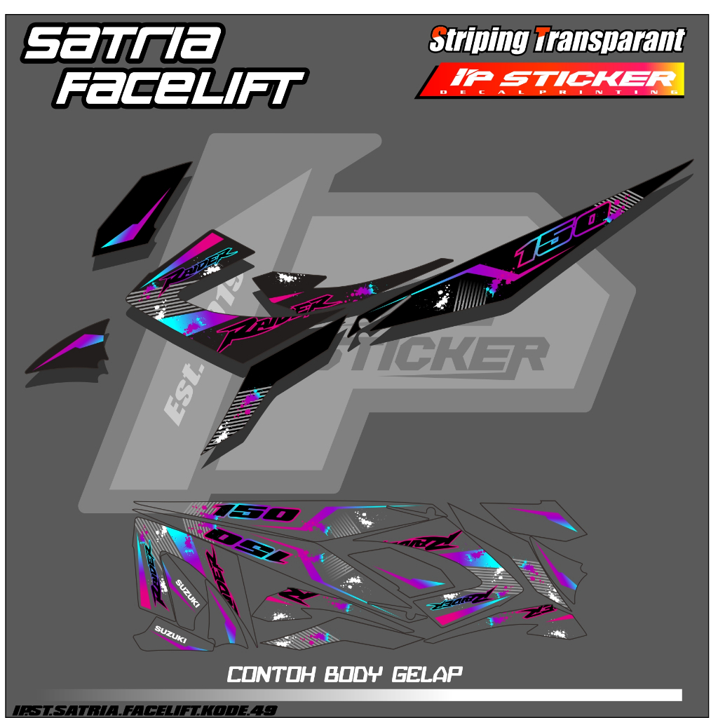 FACELIFT SATRIA MOTORCYCLE STRIPING STICKER SUZUKI SATRIA FACELIFT ...
