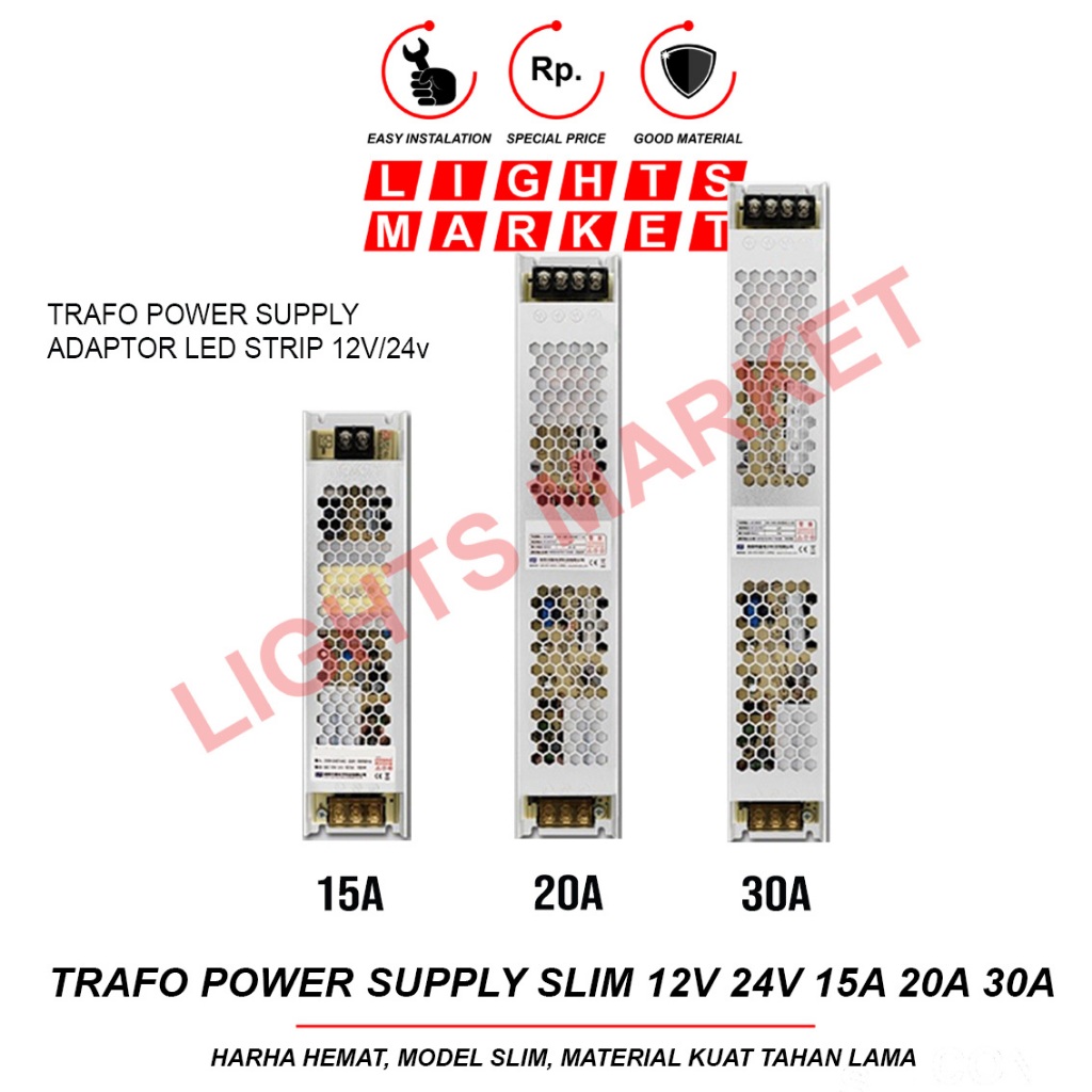 Slim Power Supply Transformer Adapter 12V 24V 15A 20A 30A 12 Volt 15/20 ...