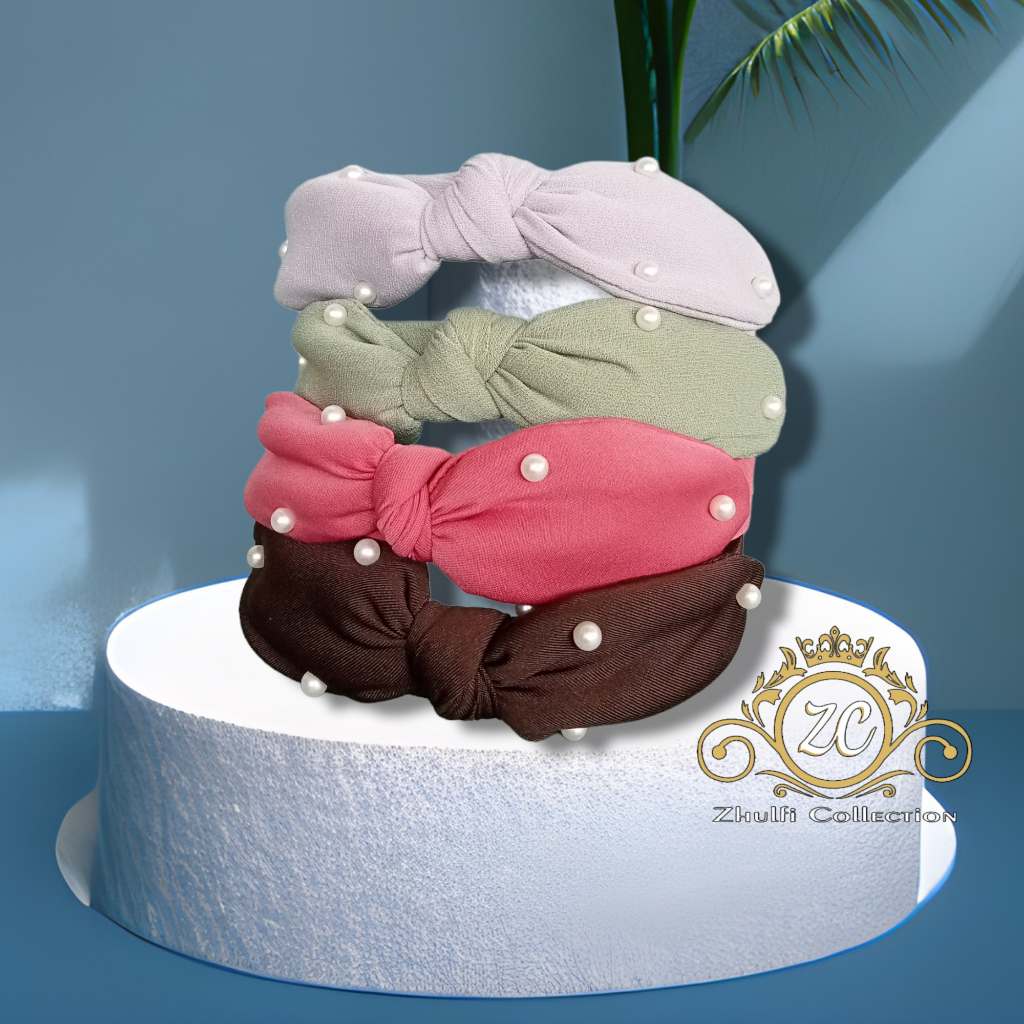 Viral Korean Style Small Pearl Chibi Ribbon Headbands - 12 Pcs | Shopee ...